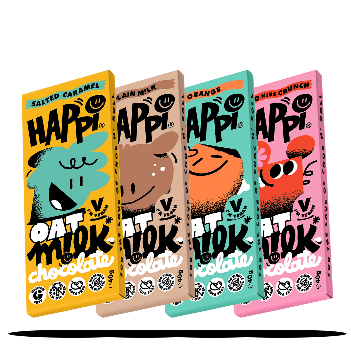 Vegan Friendly Chocolate Bar Bundle 4 x 40g - Happi Choc